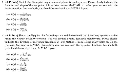 solved 3 6 points sketch the bode plot magnitude and