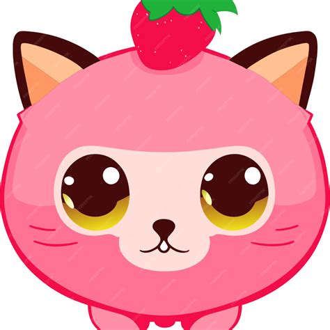 Premium Vector Strawberry Cat Vector Illustration Kawaii