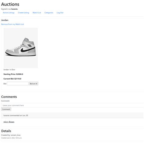 Github Sonamrinzingurungauction Django Web App This Is A E Commerce Auction Web Application
