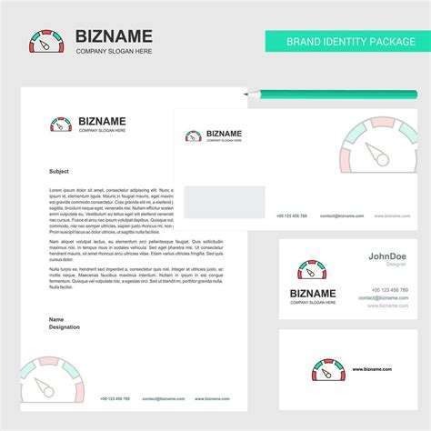 Meter Business Letterhead Envelope And Visiting Card Design Vector