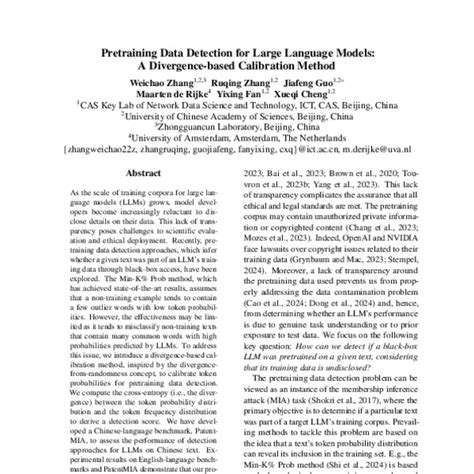 Pretraining Data Detection For Large Language Models A Divergence Based Calibration Method