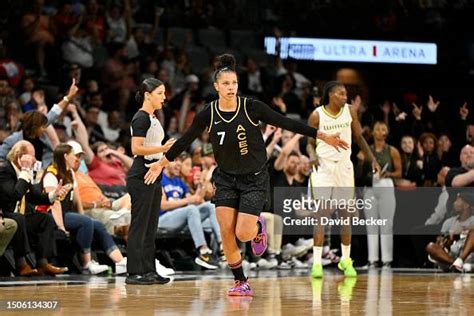 Alysha Clark Of The Las Vegas Aces Reacts During The Game Against The