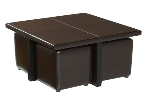 Table Basse Cuir Avec Pouf