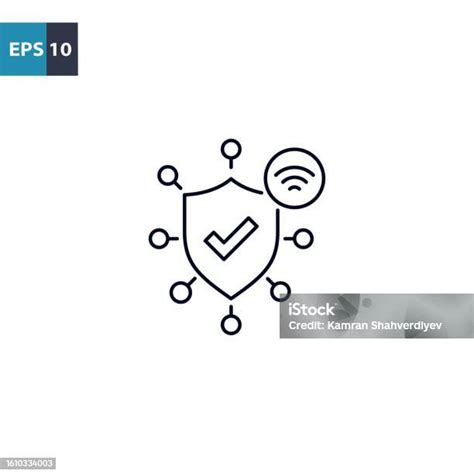 Cyber Security Outline Icon Vector Illustration Stock Illustration