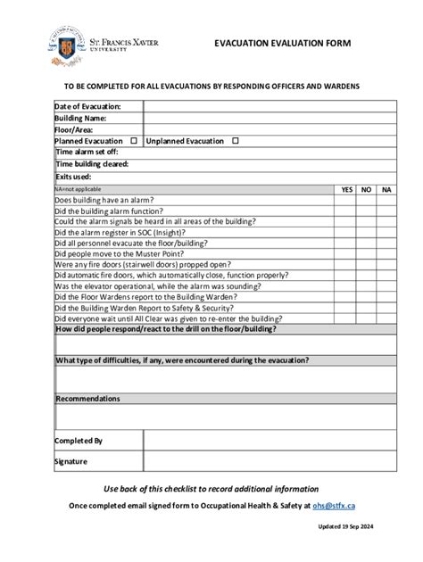 Fillable Online Evacuation Plans And Procedures Etool Fax Email Print Pdffiller