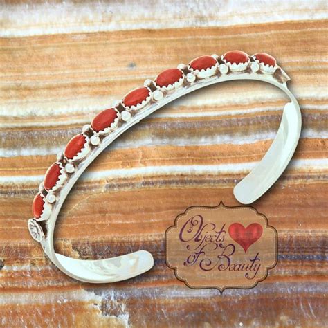 Navajo Coral Silver Cuff Bracelet Yellowstone Spirit Southwestern