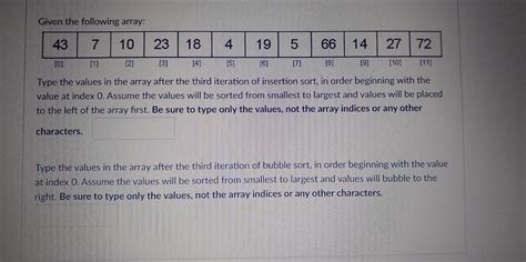 Solved Given The Following Array 43 7 10 23 18 4 19 5 66 14