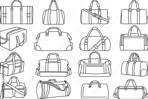 Duffel Bag Outline Bundle Clip Art Stock Vector Adobe Stock