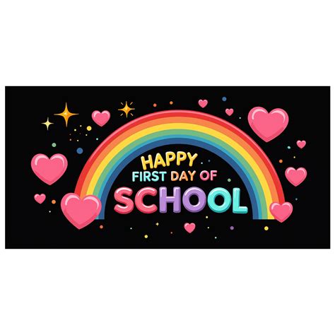 Happy School Rainbow Theme Banner For Classroom Decorations And Party