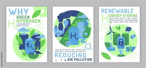 Why Green Hydrogen Vertical Posters Set Vector Illustration Stock