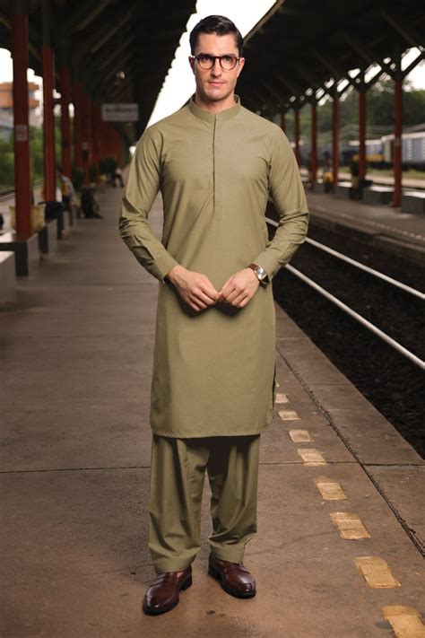 Olive Men Unstitched Wash N Wear Suit Prime Point Store