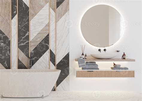 Beautiful Light And Modern Bathroom White Color And Marble Texture