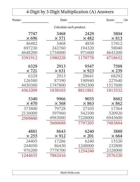 The Multiplying 4 Digit By 3 Digit Numbers A Math Worksheet Page 2
