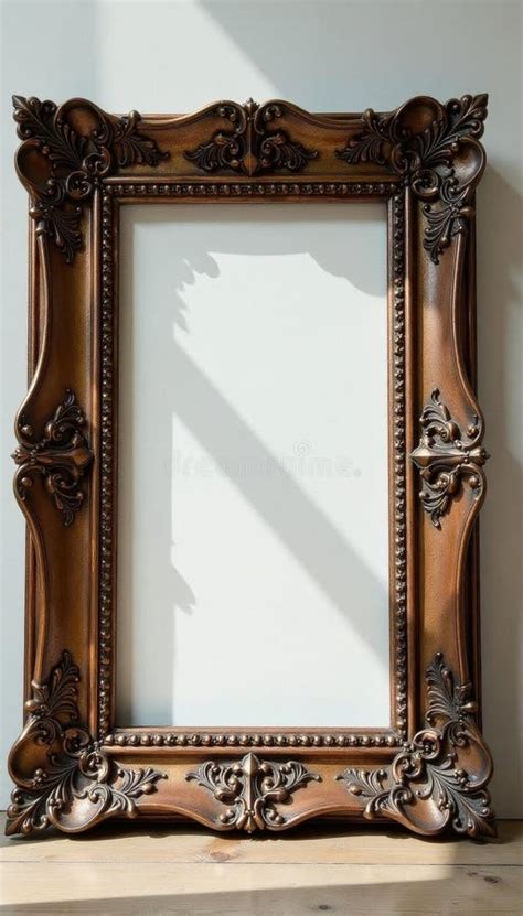 Massive Bronze Frame Carved Square Empty Canvas Cutout Interior