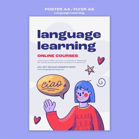 Free Psd Hand Drawn Language Learning Poster Template
