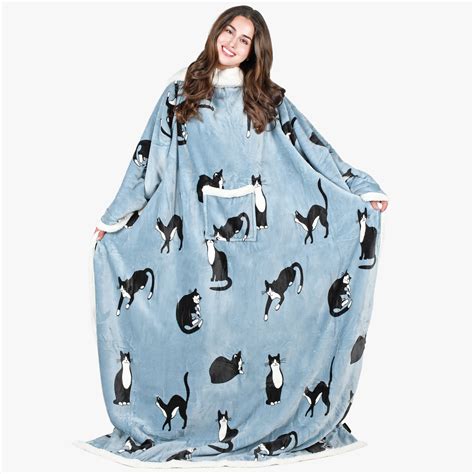 Microplush Sherpa Blanket With Sleeves For Women And Men