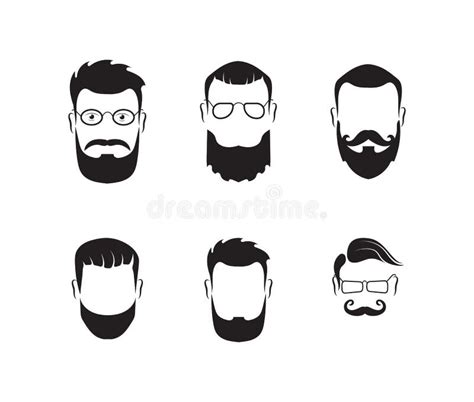 Set Of Bearded Handsome Men Long Beard With Facial Hair Man Stock