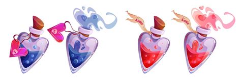 Free Vector Magic Potion Bottles Set Isolated On White