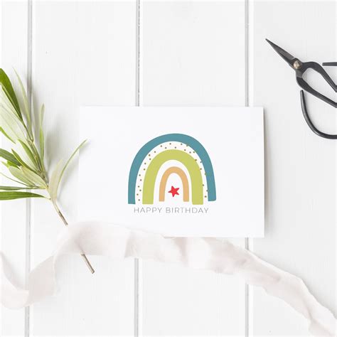 Happy Birthday Rainbow Card Digital Option Fun Birthday Card Birthday