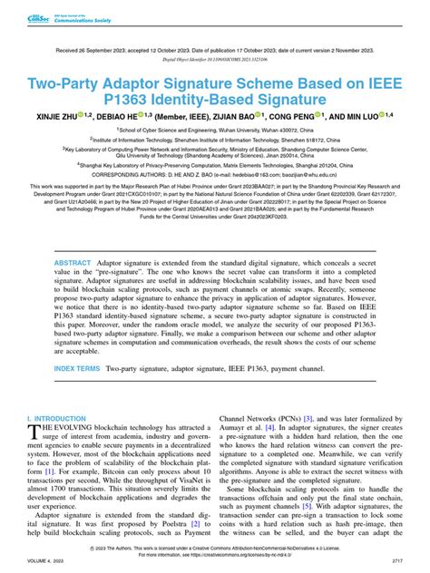 Two Party Adaptor Signature Scheme Based On Ieee P1363 Identity Based Signature Pdf