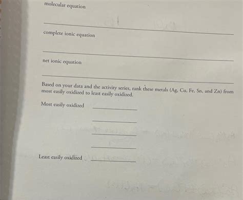 Solved Write Two Molecular Complete Ionic And Net Ionic