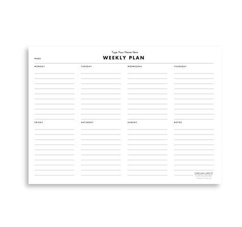 A4 Weekly Notepad Minimal Dream Life
