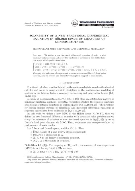 Pdf Solvability Of A New Fractional Differential Equation In H O