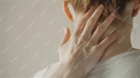 Woman Holding Her Neck In Pain Showing Symptoms Of Neck Pain Or Tension