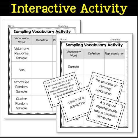 7th Grade Math Statistics Sampling Vocabulary Activity With Guided Notes