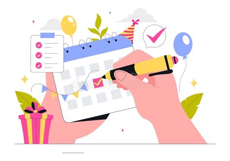 Event Planner Vector Illustration Featuring Party Decorations