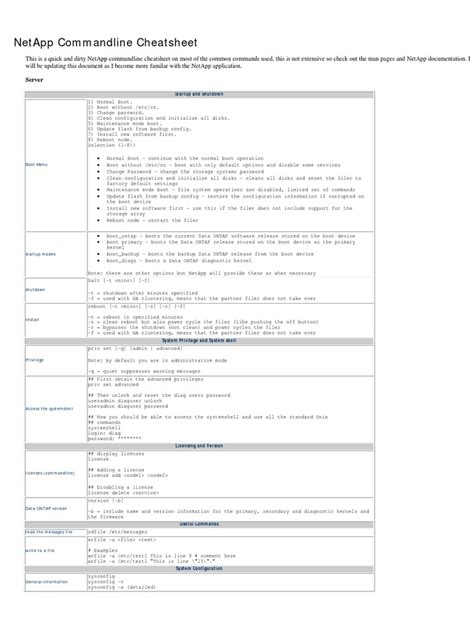 netapp commandline cheatsheet download free pdf file transfer