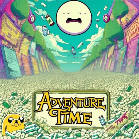 Vibrant Adventure Time Party Banner With Powdered Sugar Pills And Weed