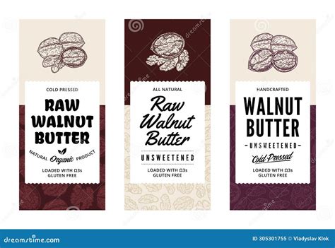 Walnut Butter Label And Packaging Design Template Vector Illustration