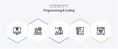Programming And Coding 25 Line Icon Pack Including Develop Code Develop Programmer Develop