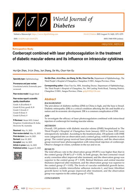 Pdf Conbercept Combined With Laser Photocoagulation In The Treatment Of Diabetic Macular Edema