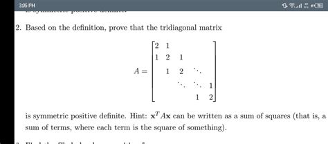 Linear Algebra Undergraduate Proof That Tridiagonal Matric Is