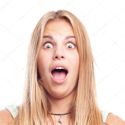Surprised Face Girl Shocked Woman Face Close Up Of Young Wo