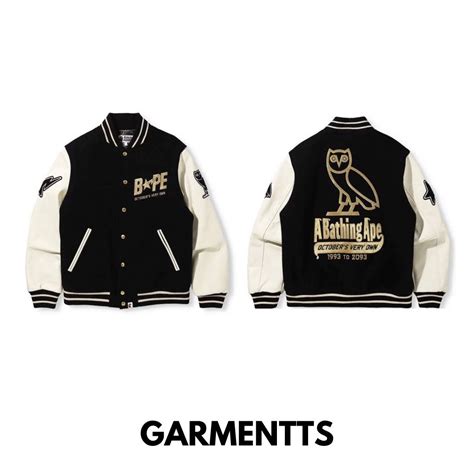 Bape X Ovo Varsity Jacket Mens Fashion Coats Jackets And Outerwear