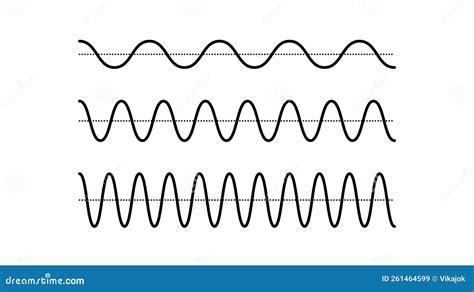 Sinusoid Signals Set Black Curve Sound Waves Collection Voice Or
