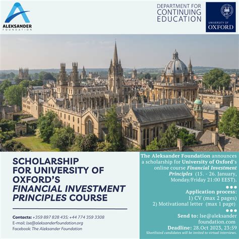 Online Course Scholarship For University Of Oxford Aleksander Foundation