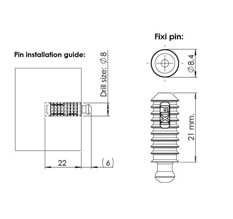 Dowel For Keyhole Kd System Fixi White Pc ø8 X 21mm