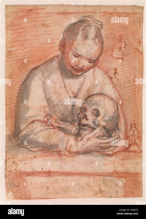 Drawing By Alessandro Casolani Depicting St Mary Magdalen Holding A