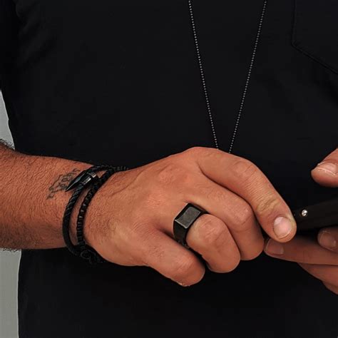 Mens Black Ring Etsy