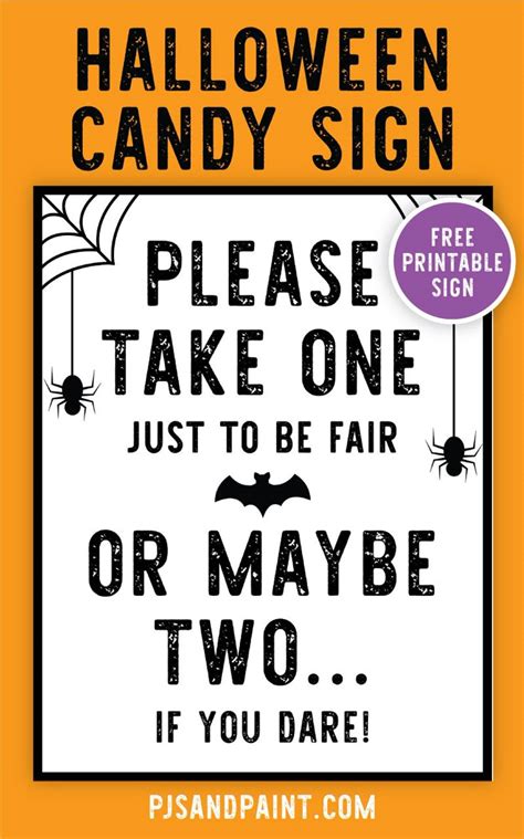 Free Printable Halloween Candy Sign Please Take One