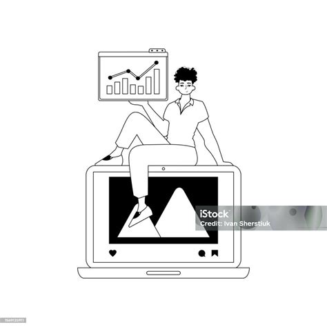 Guy 사진 및 출현 그래프 소셜 네트워크 루트 해적판과 흰색 선형 방식 트렌디한 스타일 벡터 일러스트레이션 거리에 대한 스톡 벡터 아트 및 기타 이미지 Istock
