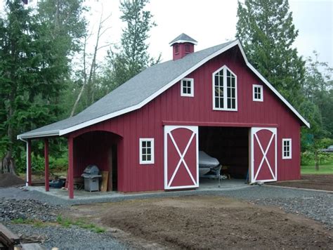 Red Barn With Two Doors And Windows Small Barn Home Design