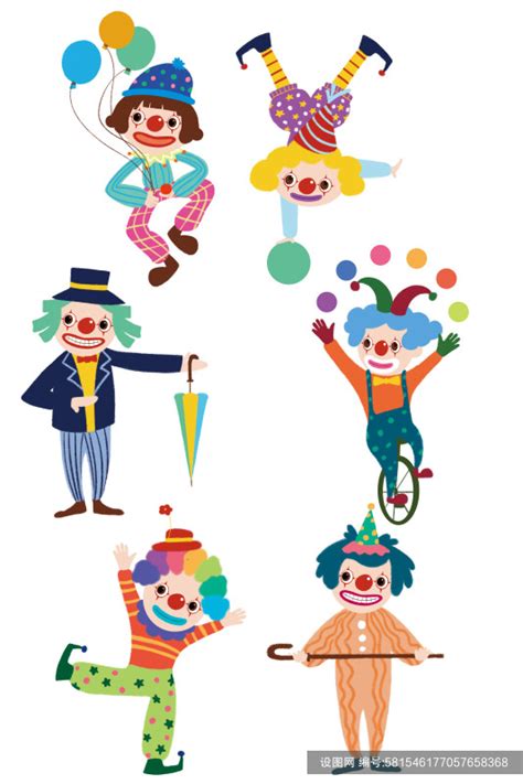 杂耍小丑卡通可爱小丑表演动作插画元素psd下载编号581546177057658368 设图网