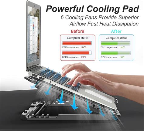 Laptop Cooling Pad Gaming Laptop Stand Cooler Pad With 6 Adjustable