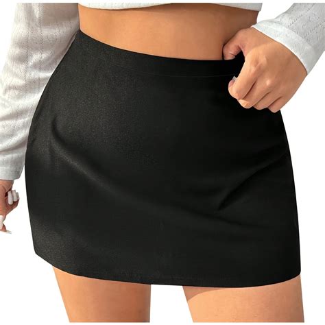 Wdfiry Mini Skirts For Womens High Waist Tummy Control Plus Size Skirts