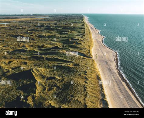 Aerial View Of Sand Dunes At Thy National Park On The West Coast Of